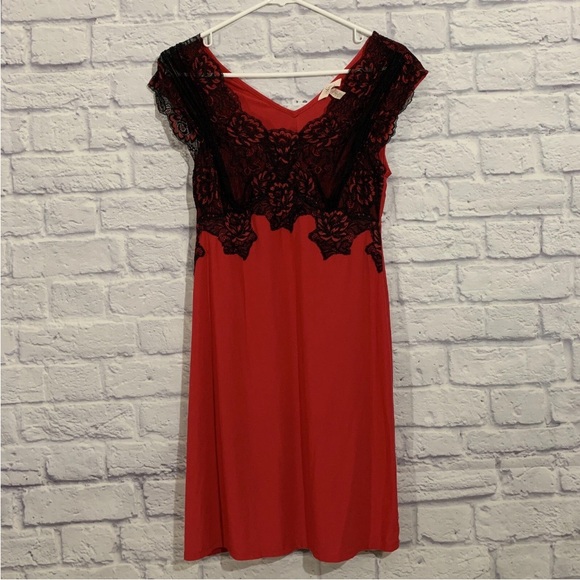 Soma | Intimates & Sleepwear | Soma Red Black Lace Chemise Lingerie ...